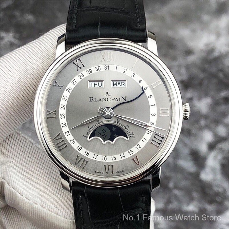 Blan Classic Series6654Men's Watch Rare Gray Date, Week, Month, Moon ... Blan Classic Series6654Men's Watch Rare Gray Date, Week, Month, Moon ...