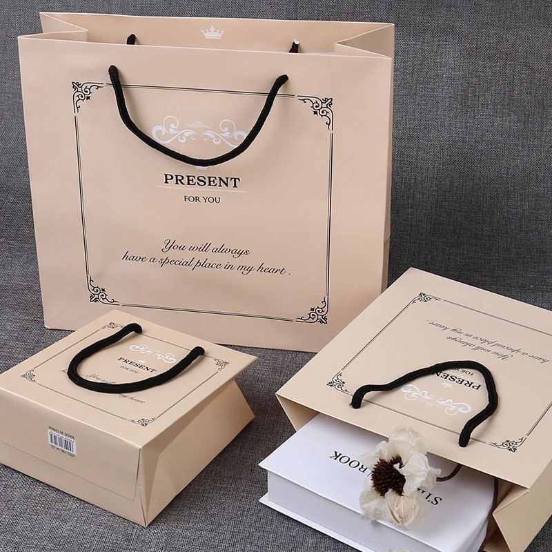 BK Korean Style Gift Kraft Paper Bag Plain Rope Handle Hand Bag Gift ...