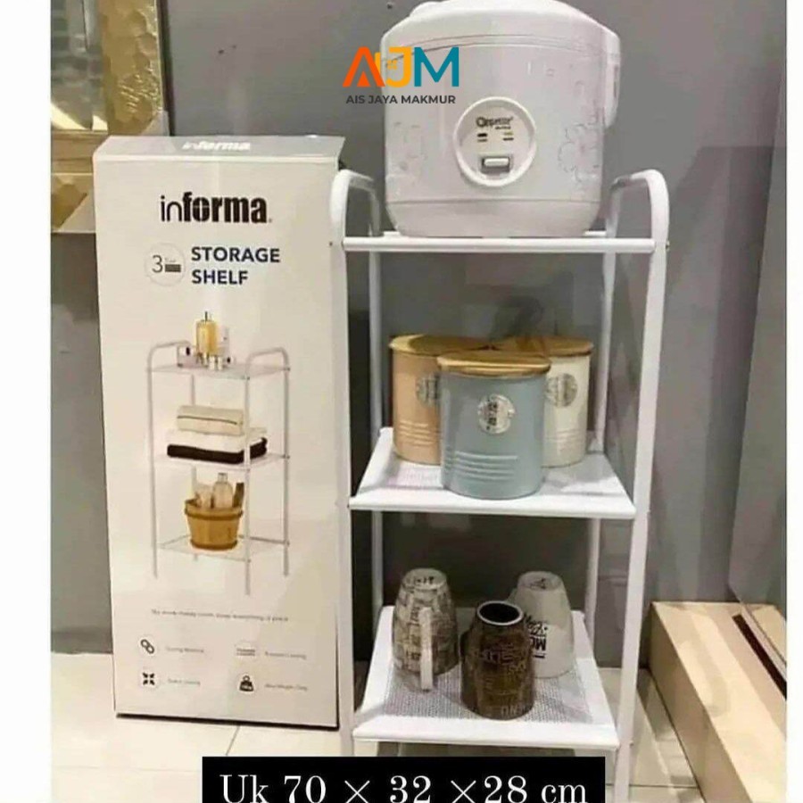 PUTIH Informa - WHITE 3 TIER SHELF / 3 TIER STORAGE SHELF WHITE ...