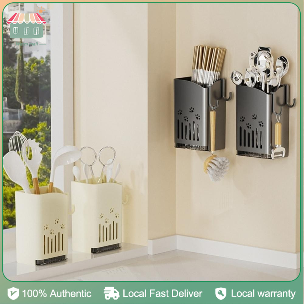 Plastic Kitchen Drying Rack Cutlery Holder with Drain Tray for Utensil ...