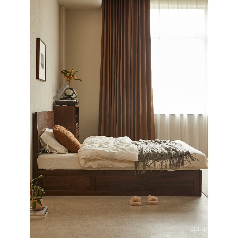 North American Black Walnut Storage Bed1.5Mi Small Apartment Full Solid ...