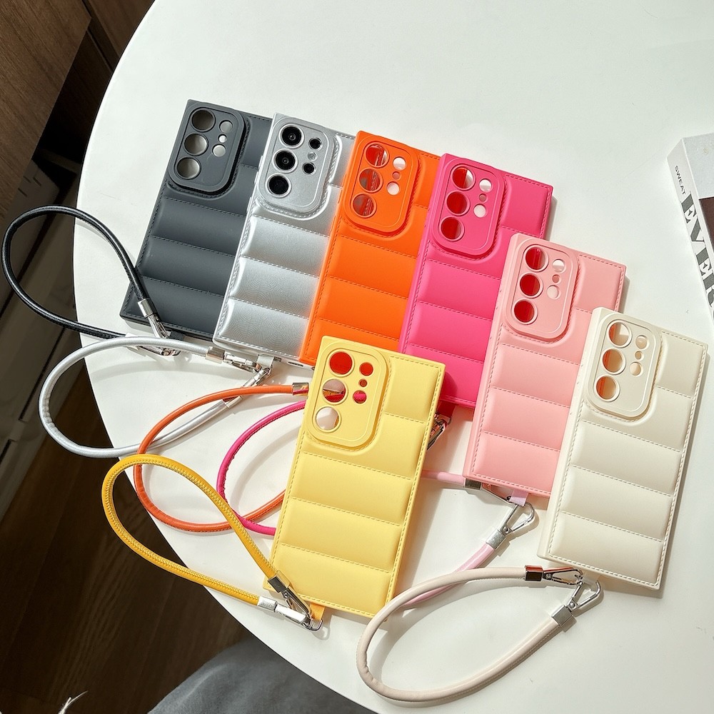 Case With Straps Soft Puffer Down Jacket Case For Samsung Galaxy A56 A36 A26 A54 A55 A06 A16 ...