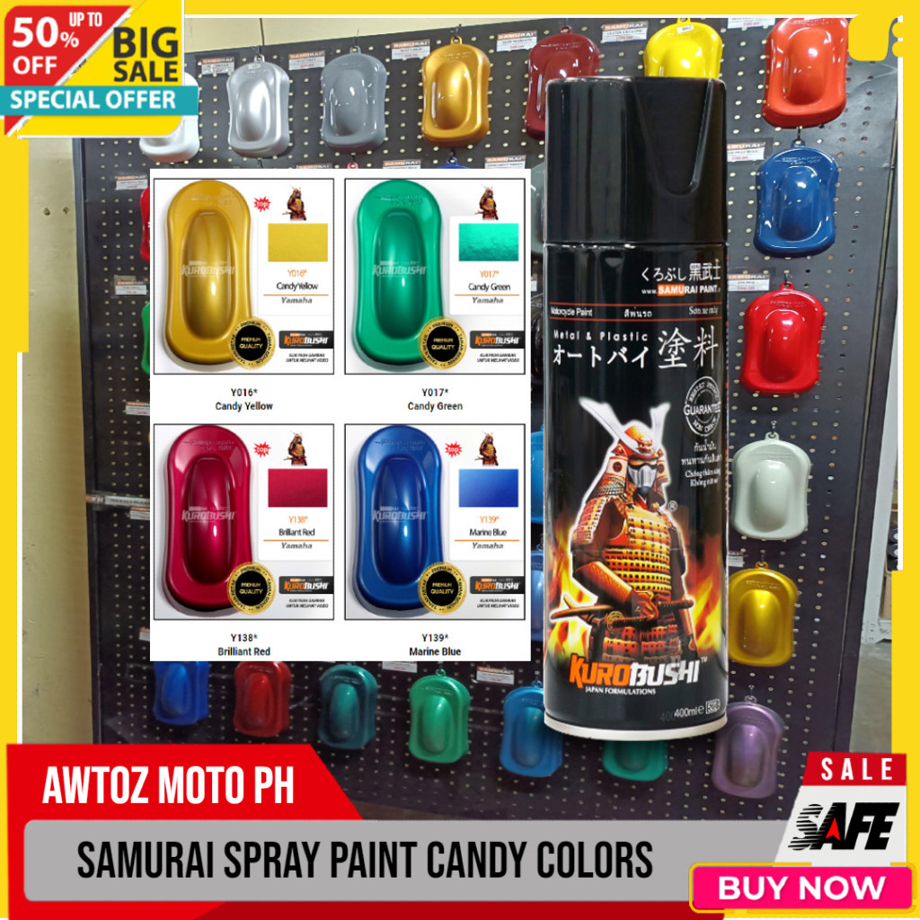 SAMURAI SPRAY PAINT [CANDY COLORS] | RED, BLUE, GREEN, YELLOW, ORANGE ...