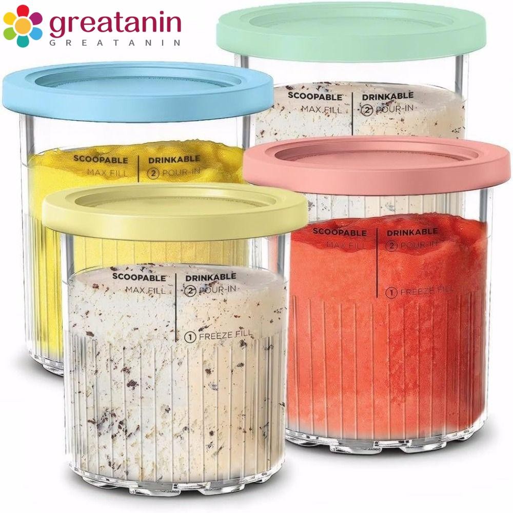 GREATANIN Ice Cream Containers, Plastic Organization Ice Cream Pints ...