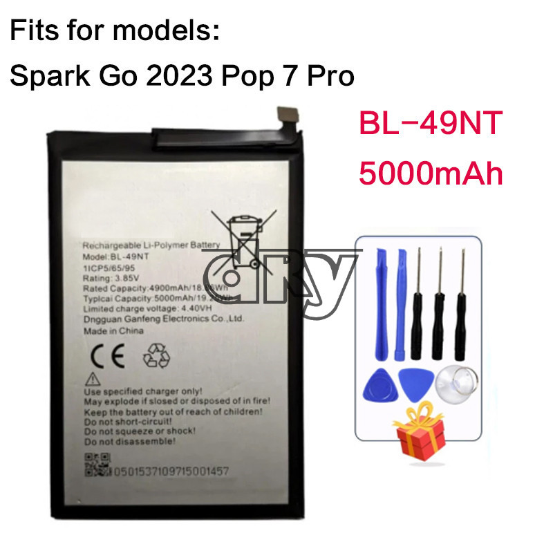 for Tecno Spark Go 2023 POP 7 POP 7 Pro BL-49NT Battery for Replacement ...