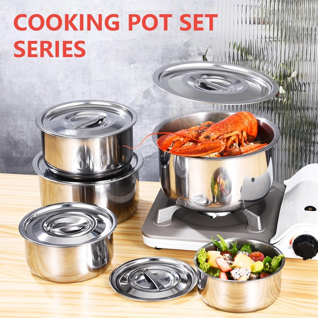 4PCS Stainless Steel Stock Pot Set Cookware (MUST READ: check variation ...