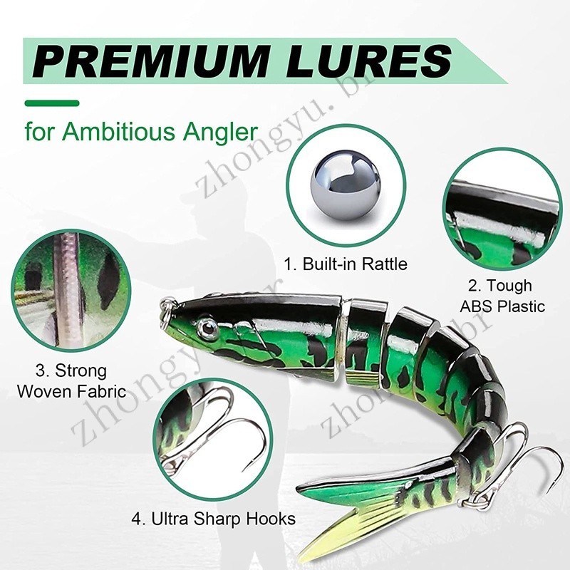 3pcs 8 Segment Fishing Lure Multi Articulate Lure Artificial Lure ...