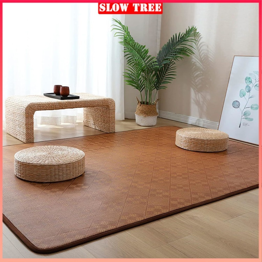 Japanese Tatami Floor Mat, Natural Rattan Non-Slip Breathable Area Rug ...