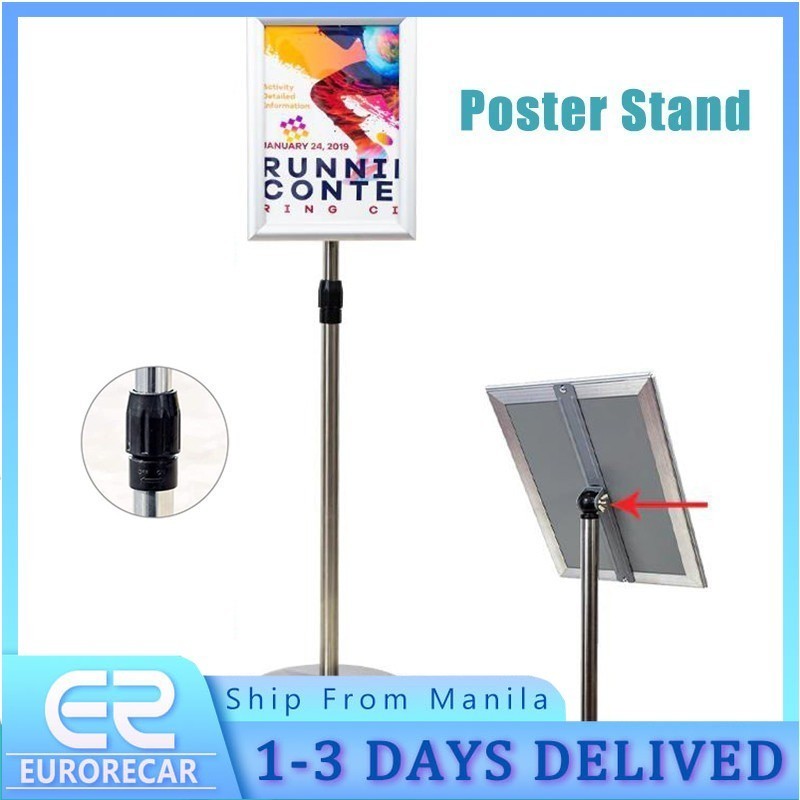 Adjustable Poster Stand Holder Stainless steel Standing Display Sign ...