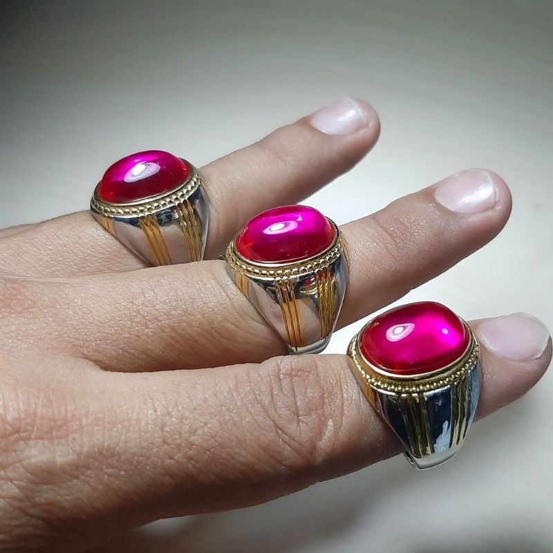 MERAH New Model Stone Ring Red Siem Siam Quality Number One Titanium ...