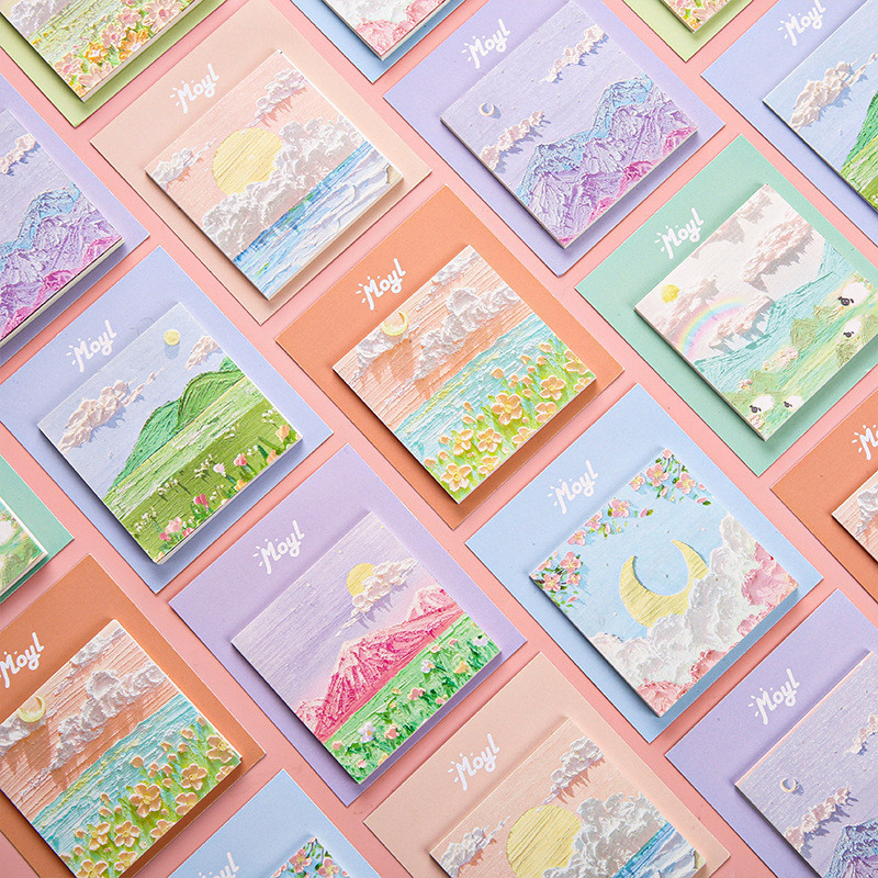 30 Sheets Oil Painting Landscape Series Sticky Notes School Office ...