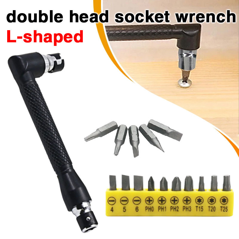 L-shape Wrench Set 10pcs Screw Driver Bits + Double Head Screwdriver ...