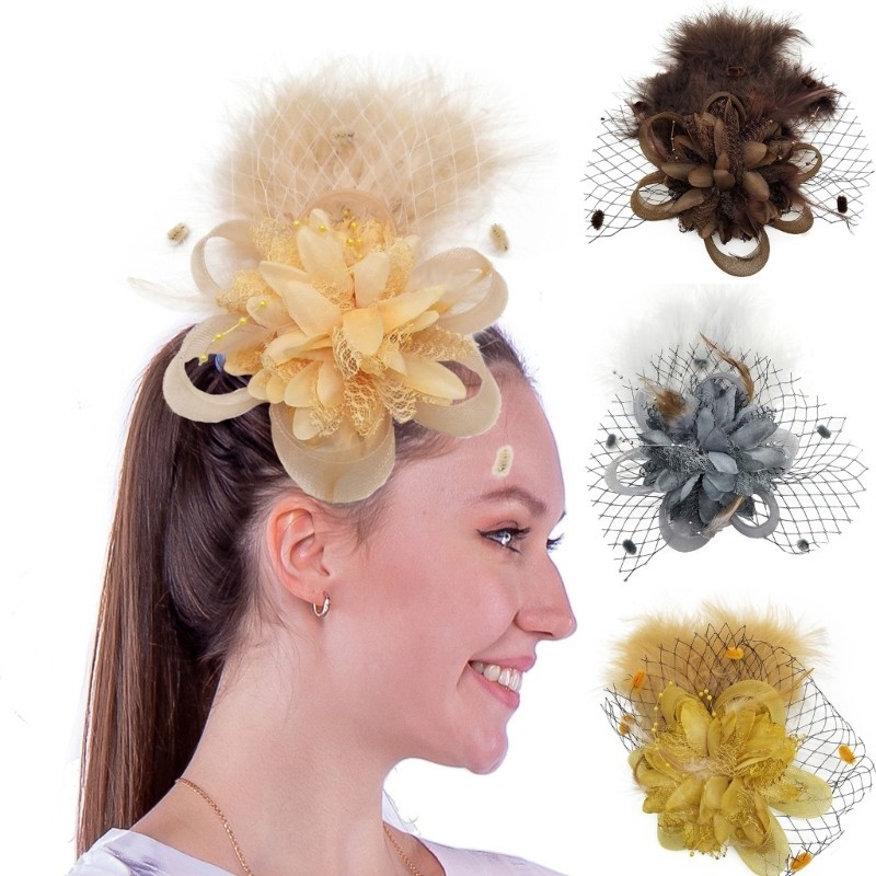 blg Elegant 1920s Flapper Hair Clip Feather Flower Headpiece Party ...
