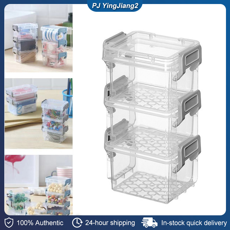 Transparent plastic storage box can be stacked jewelry stationery ...