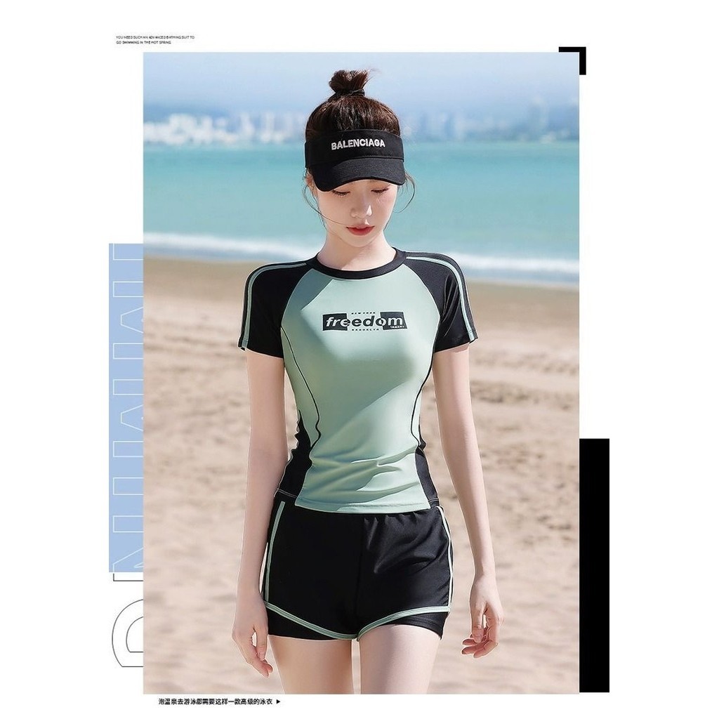 Women's Swimsuit2024New High Sense Conservative Split Covering Belly ...