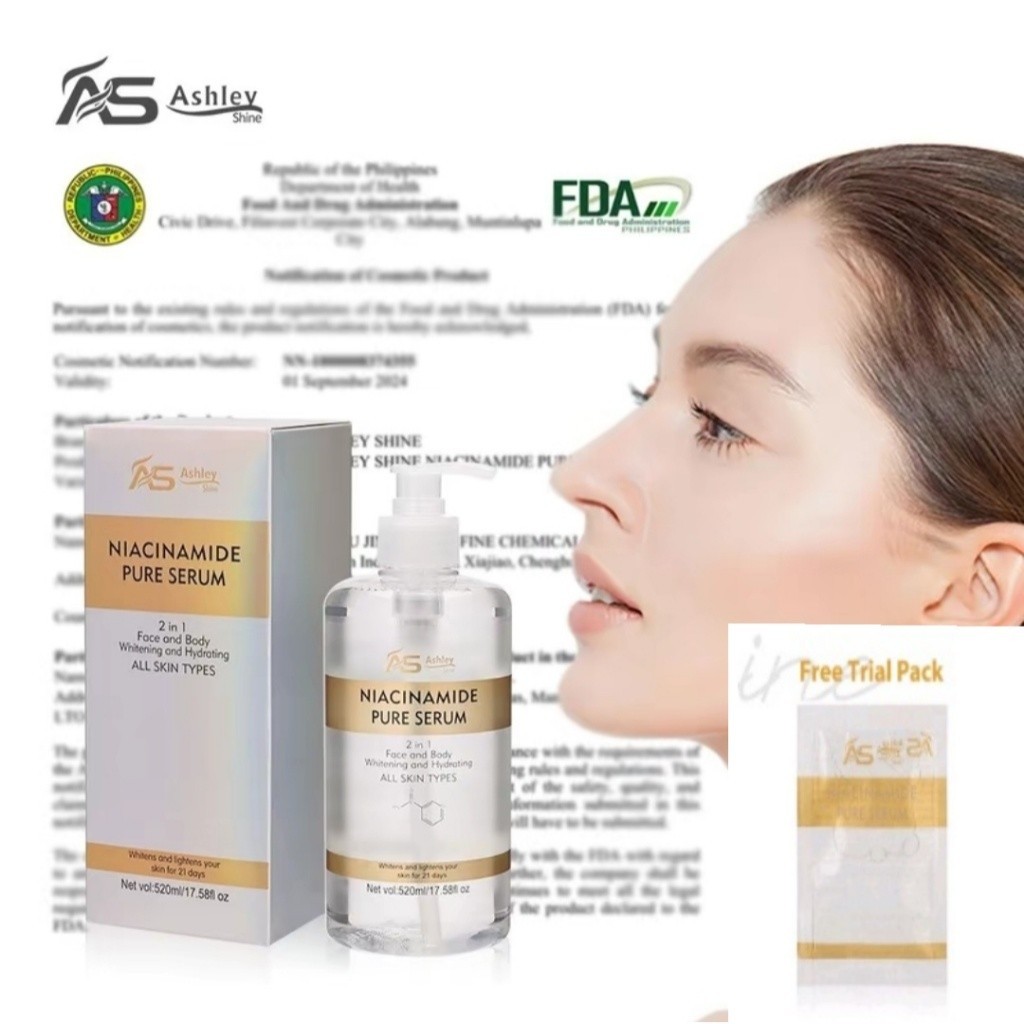 Ashley Shine ACID Hyaluronic+NIACINAMIDE Pure Serum Whitening Moisturizes Skin 520ml | Shopee ...