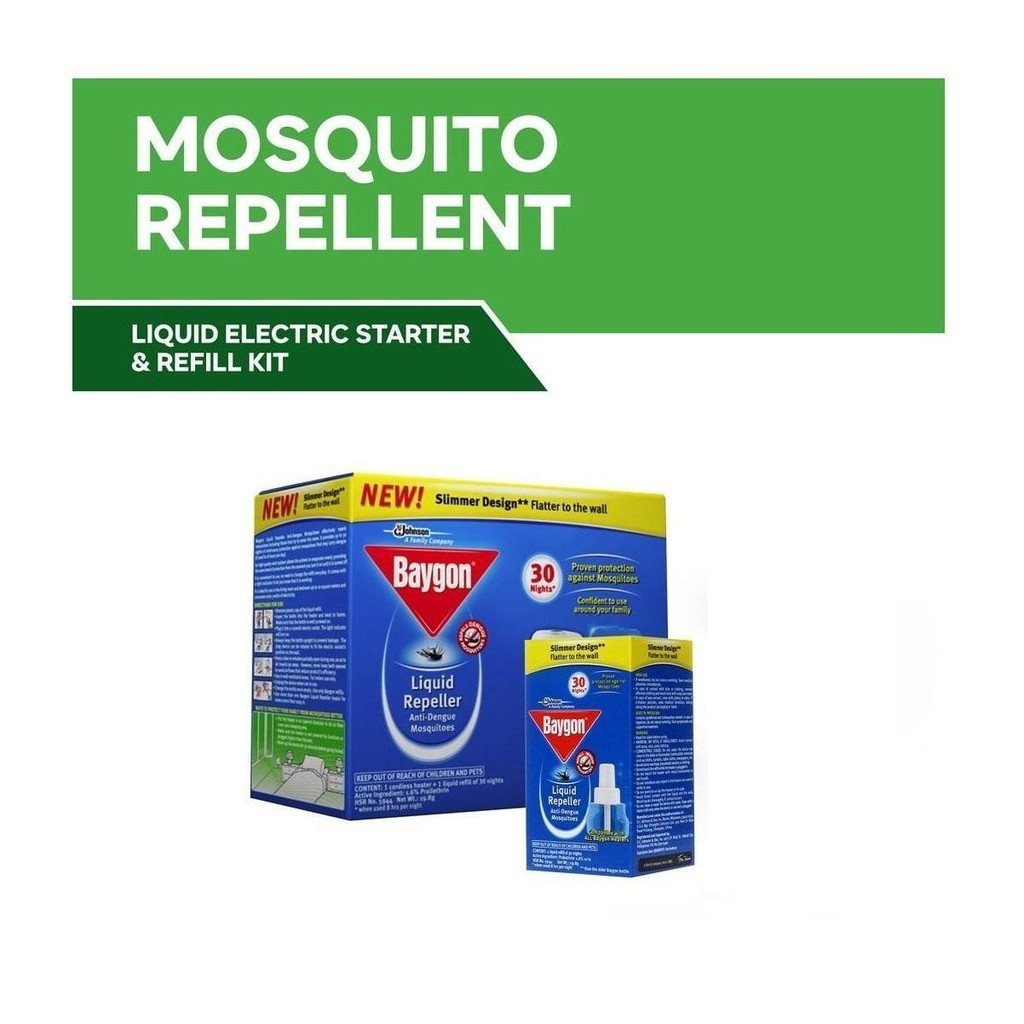 Baygon Liquid Mosquito Repeller Starterkit (1cordless heater + 1 liquid refill of 30 nights ...