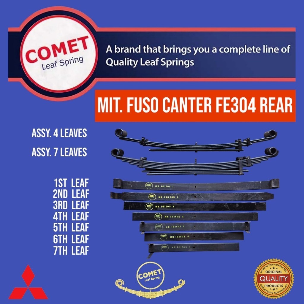 Leaf Spring for Mitsubishi Fuso Canter FE304 Rear 4 or 7 Leaves (Molye ...