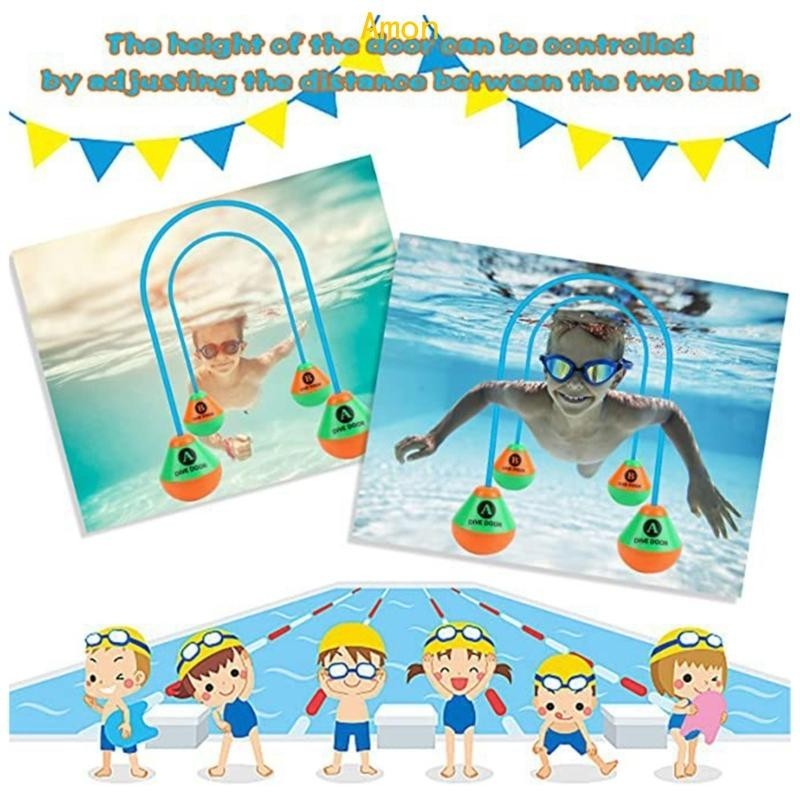 Amon 2 Pcs Dive Ring Swim Thru Door Pool Underwater Toy Reusable ...