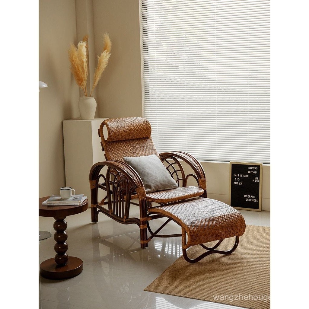 Handmade Natural Real Rattan Chair Folding Chair Nap Lazy Wicker ...