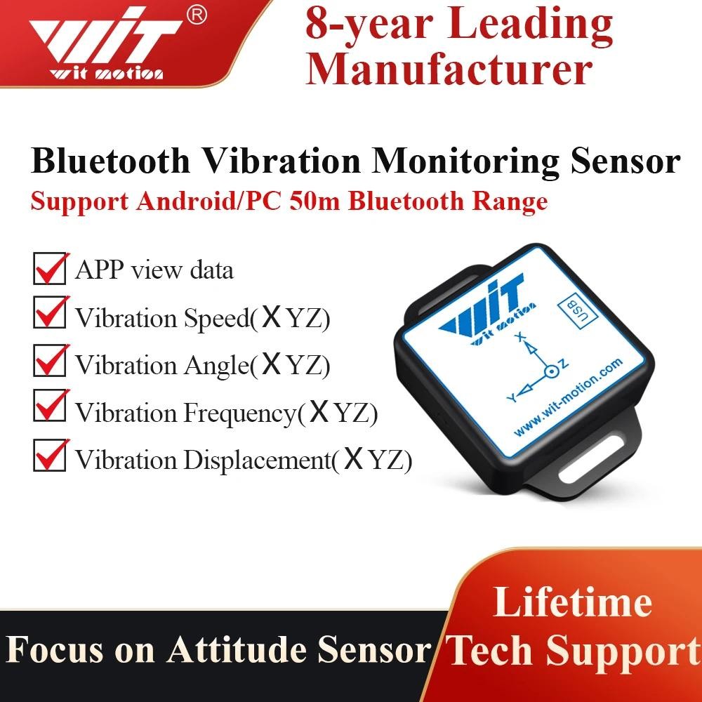 WitMotion WTVB01-BT50 Bluetooth 50m Multi-connected Vibration Sensor, 3 ...