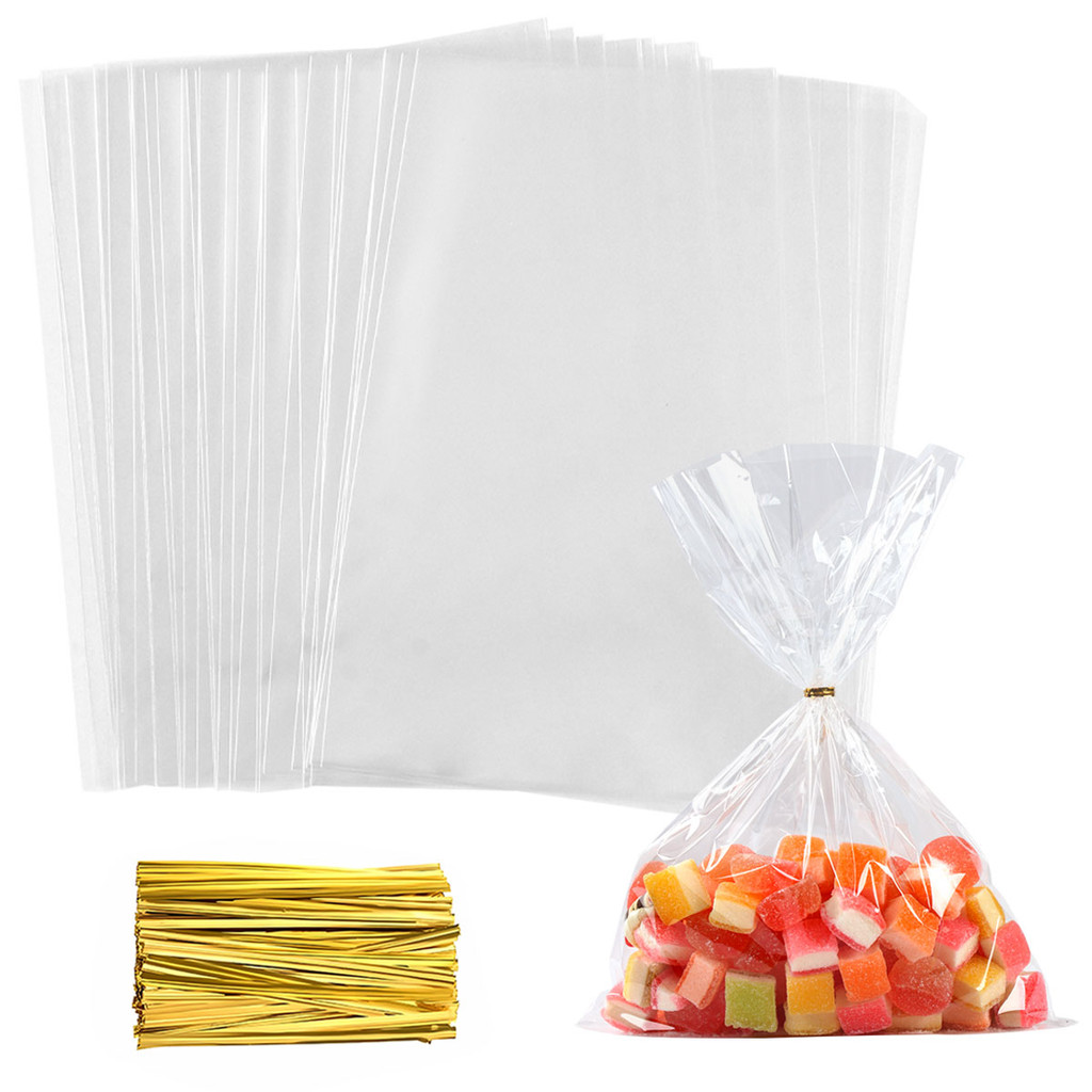 50/100pcs Transparent Cellophane Cookie Bag PP Candy Bag Candy Wrapper ...