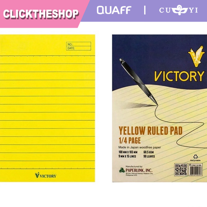️[1/4 PAD] Victory Yellow Pad 90 Leaves Stationary School Office ...
