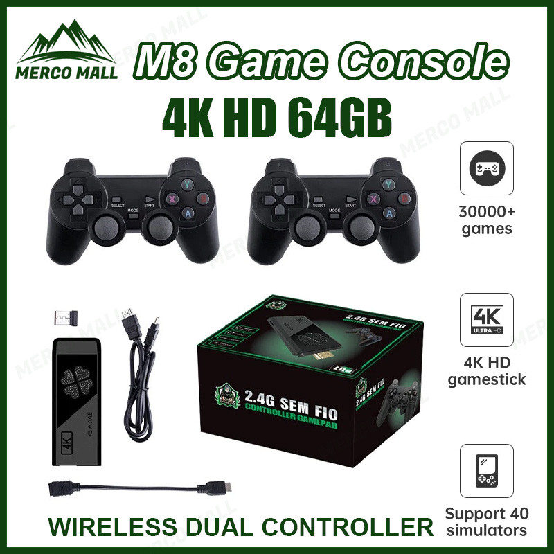 2025 New M8 Video Game Console 64GB Games Set 2 Controllers & Stick Retro-Games Built-In 20000 ...