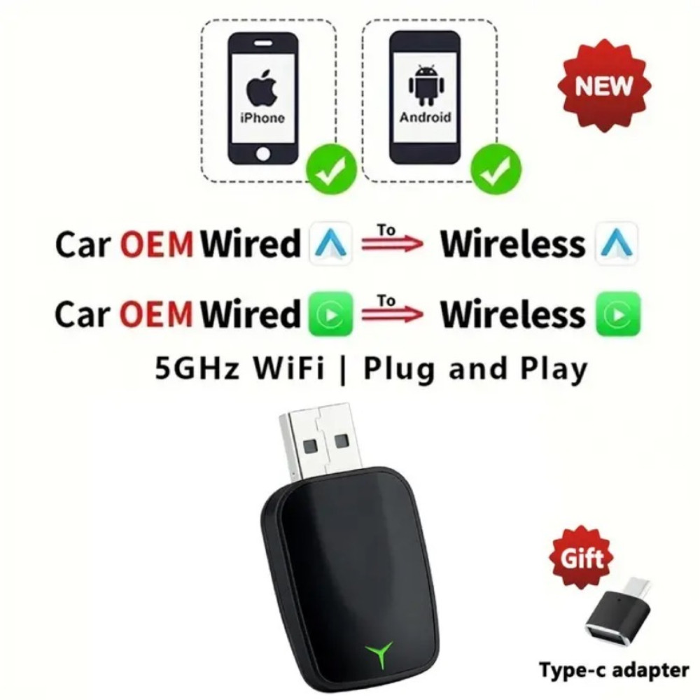 2in1 Wireless CarPlay Dongle Wireless Android Auto Adapter AI Smart Box ...