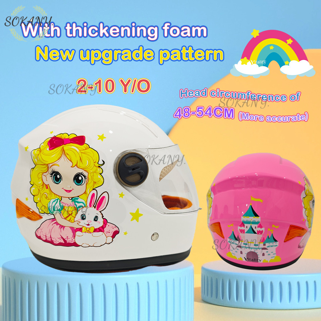 Pink White Helmet Motorcycle For Kids Girl Small Childs Princess Design ...