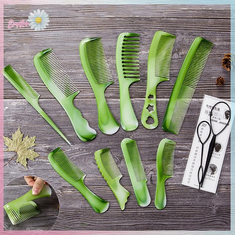 10 Pcs Green Hair Combs Set For Women And Men Hair Styling Tool, Coarse ...
