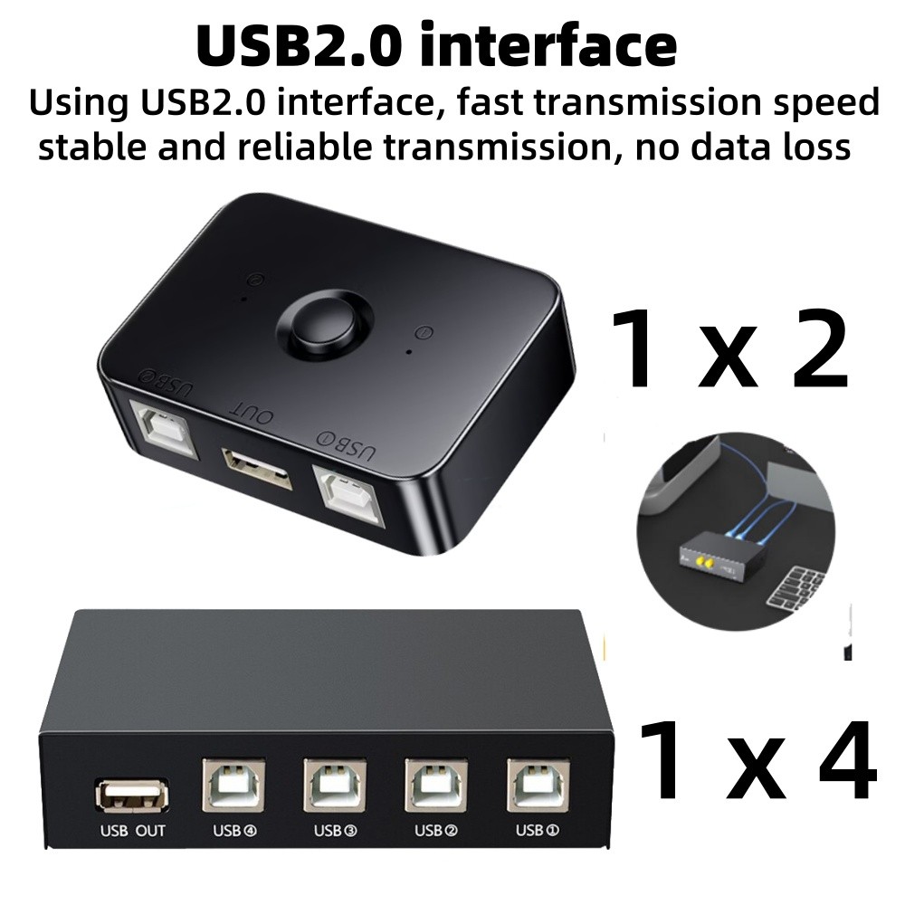 4 Port / 2 Port USB Printer & Scanner Sharing Switch Hub - Compact ...