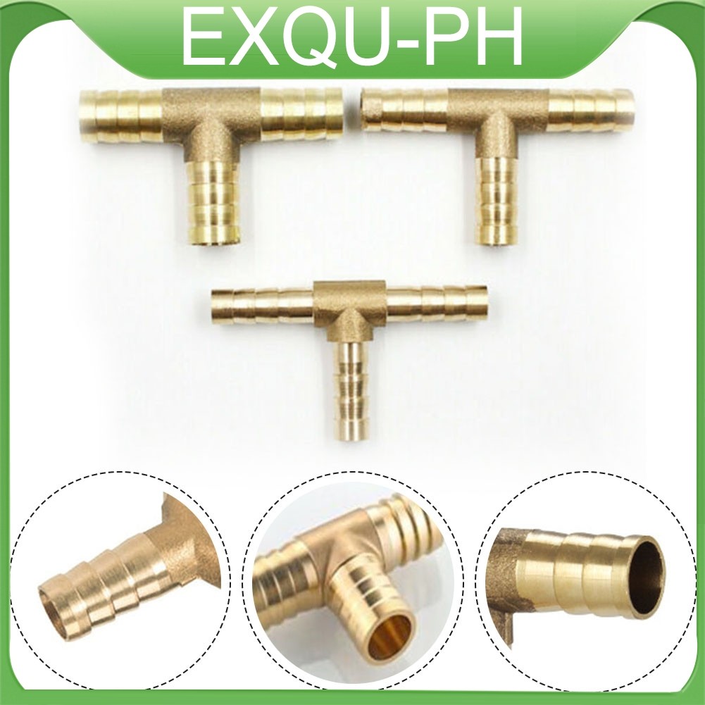 (EXQU-PH) Brass T Y Piece 3 WAY Joiner Fuel Hose Joiner Tee Connector Air Water Gas (MARCH ...
