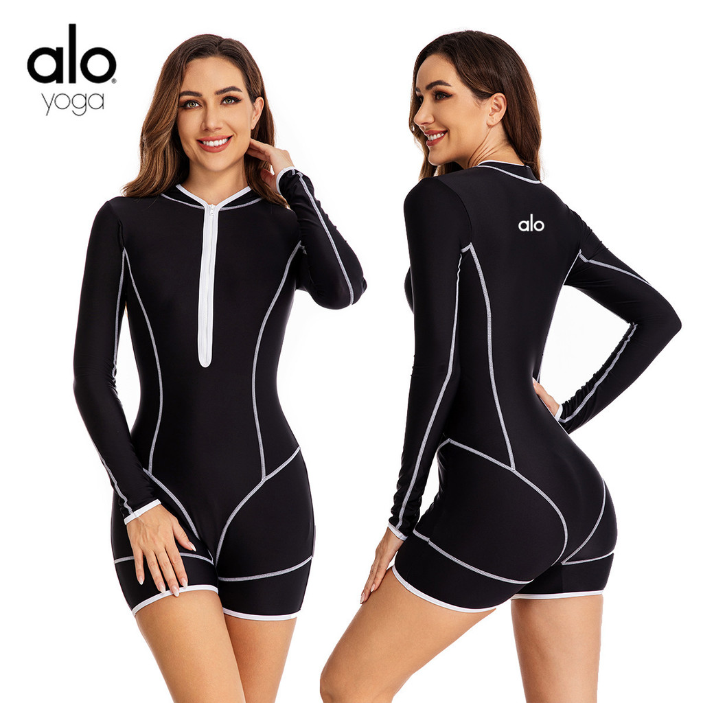 Alo One-Piece Long-Sleeved Boxer Surfing Suit Ladies Swimsuit Sunscreen ...