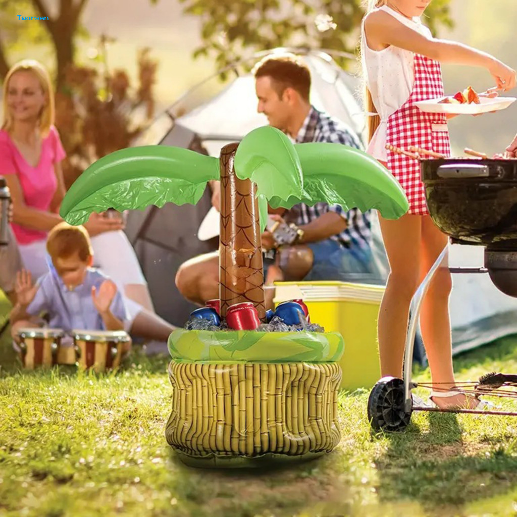 Outdoor Beverage Chiller Poolside Drink Cooler Tropical Ice Bucket Palm ...