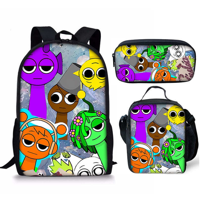 Sprunki Backpack Three Piece Set Meal Bag Pencil Case Combination ...