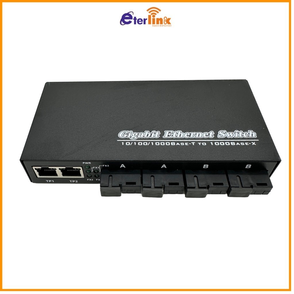 Gigabit Ethernet Switch Fiber Optical Media Converter 4SC Transceiver 5 ...