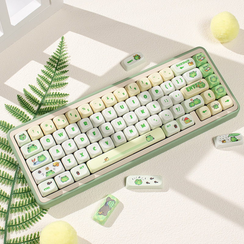 MOA 141 Keys Cute Frog Green keycap for Mechanical Keyboard mx switch ...