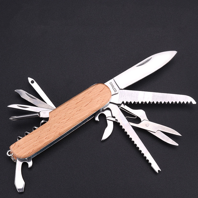 Wooden Knife Multifunctional Stainless Steel Folding Knife Portable ...