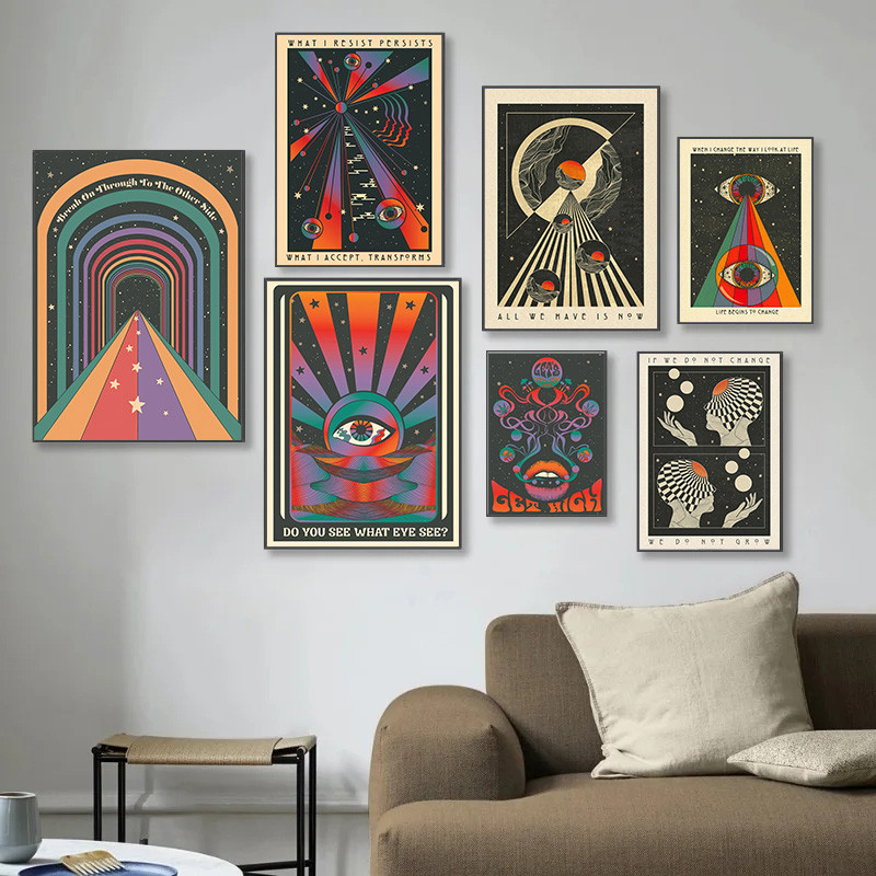 Retro Bohemian Psychedelic 70s Poster Inspirational Quotes Meditation ...