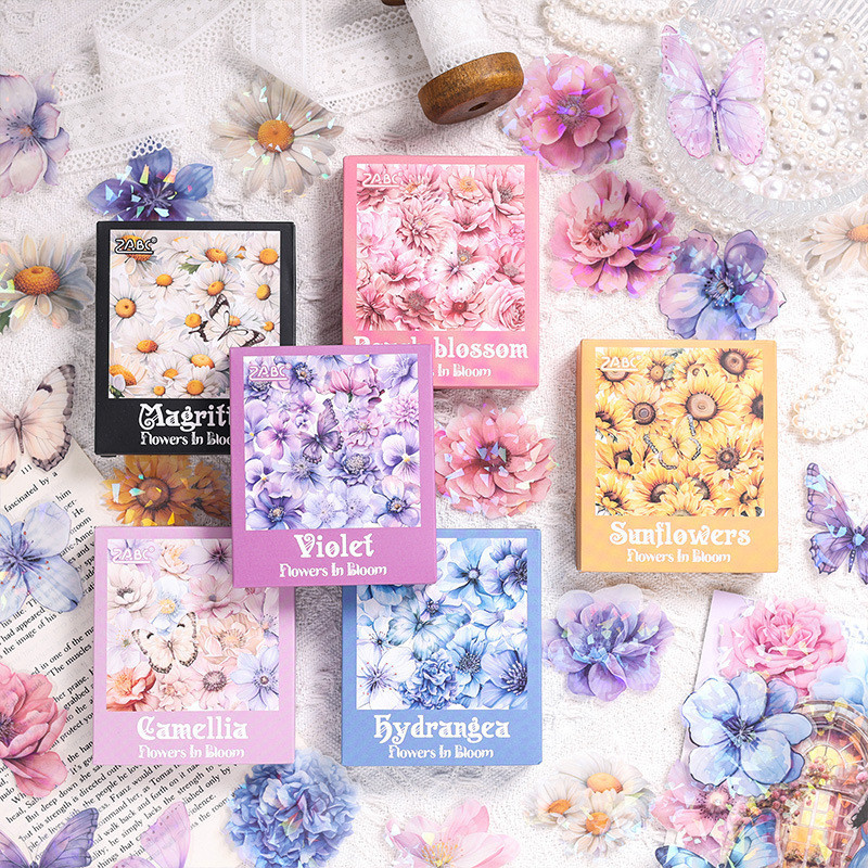 Journamm 60pcs/pack PET Flowers Stickers Set Collage Scrapbooking ...