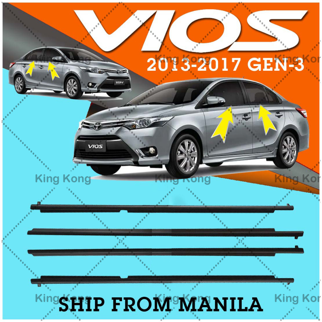 Vios 2013 2014 2015 2016 2017 ( Gen 3 ) Outer Channel Weather Strip ...