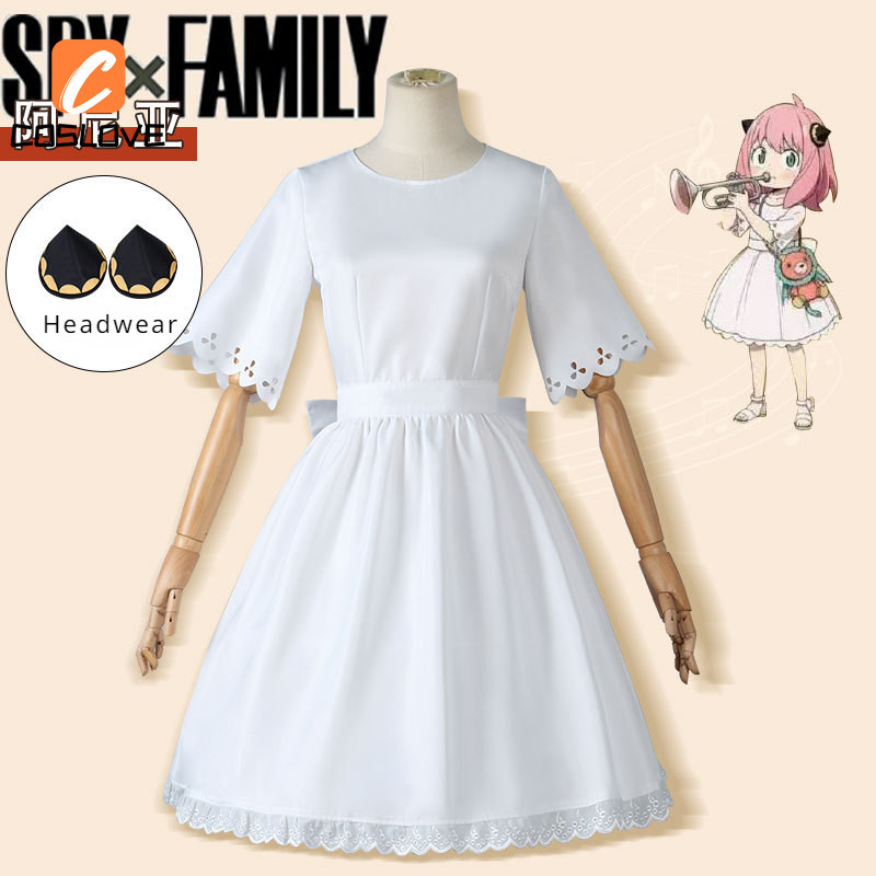 Anime SPY×FAMILY Anya Forger Cosplay Clothing White Dress Full Set ...