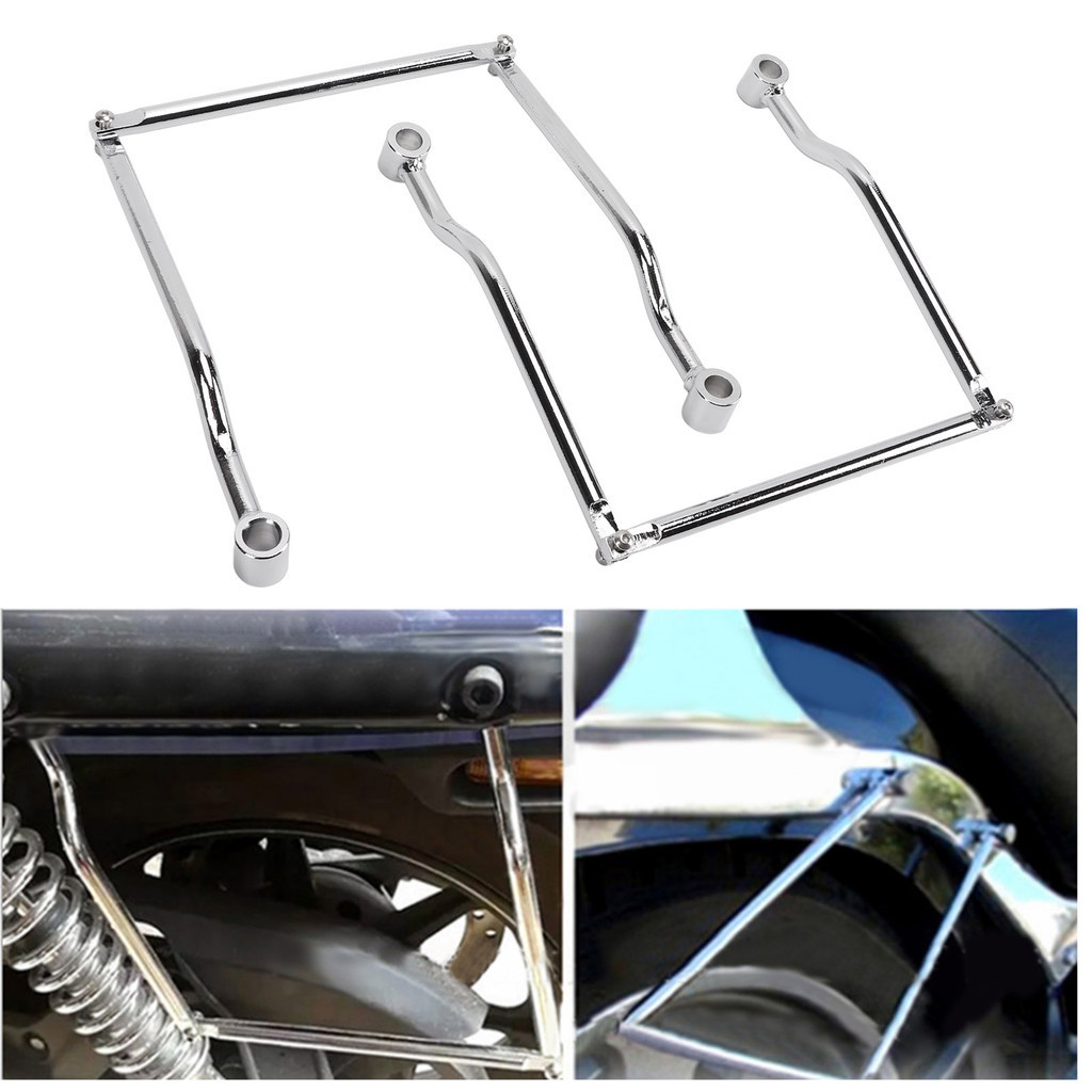 [LMC] Motorcycle Side Saddle Bag Mount Bracket Bars Universal Steel ...