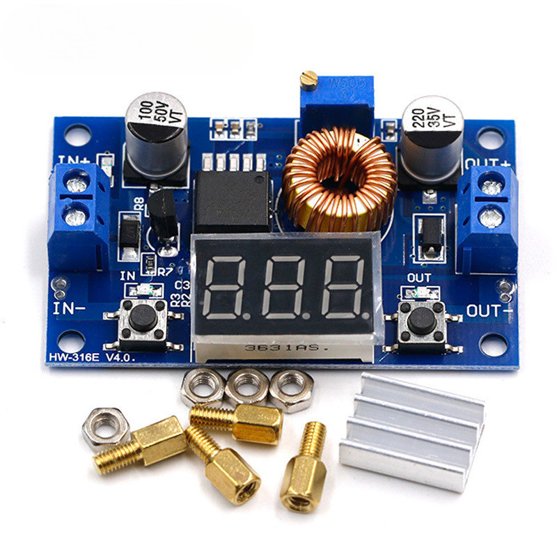 XL4015 5A High power 75W DC-DC adjustable step-down module+LED Voltmeter Power supply module ...