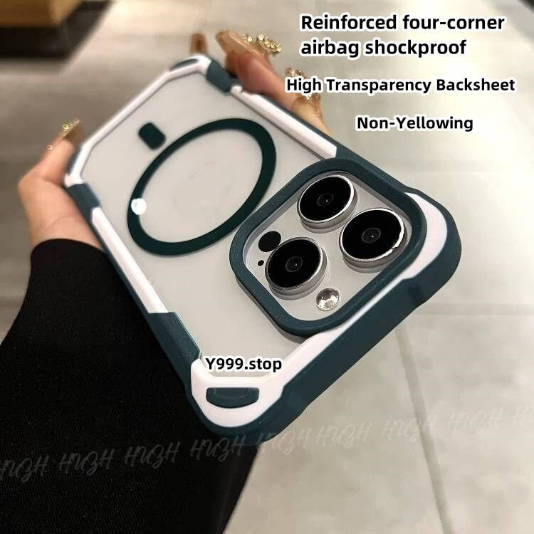 New Clear Acrylic Airbag Armor Magnetic Hard Case iPhone for iPhone 15 ...