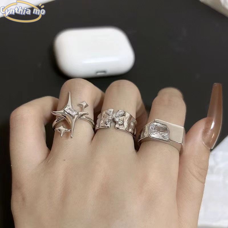 COD Women High-end X-shaped Texture Ring Cool Style Starlight Open Ring ...