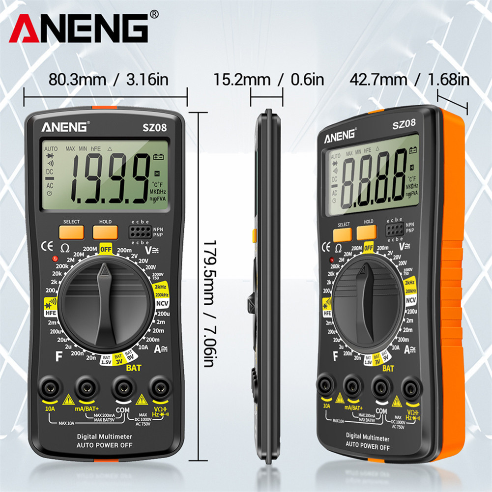 [miaon.ph] ANENG SZ08 2000 Counts Handheld Split Digital Multimeter LCD ...