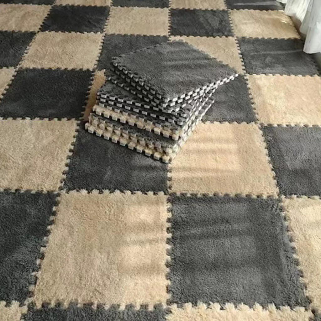 [EPAY] 10Pcs 30cm Plush Foam Interlocking Carpet Tiles Anti Slip ...