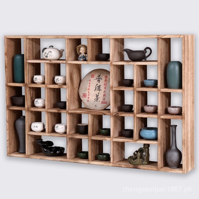 Antique Shelf Chinese-Style Multi-Layer Wall-Mounted Square Storage ...